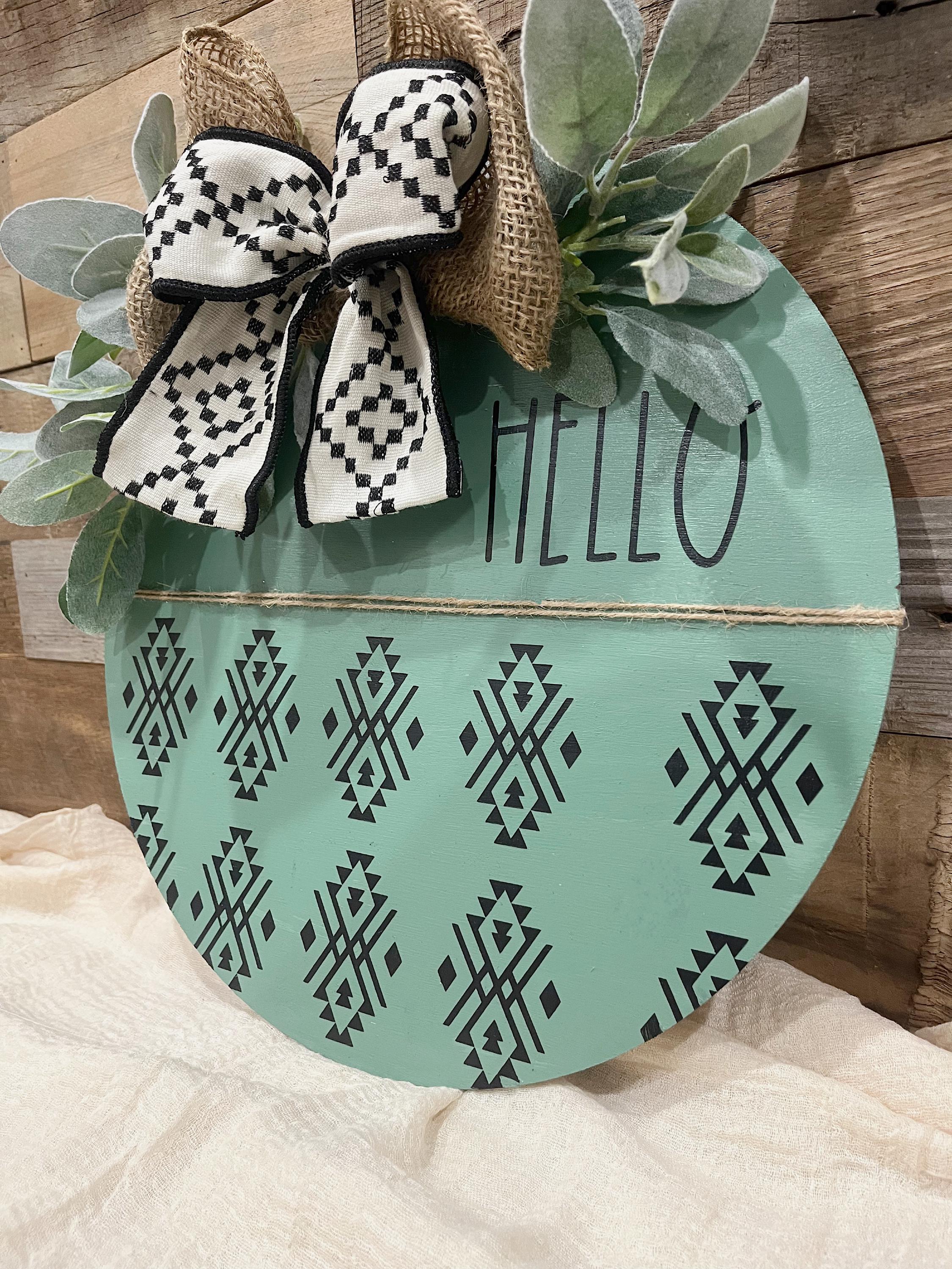 Aztec Hello Sign, Door Sign, Western Door Sign, Cute Hello Door Sign ...