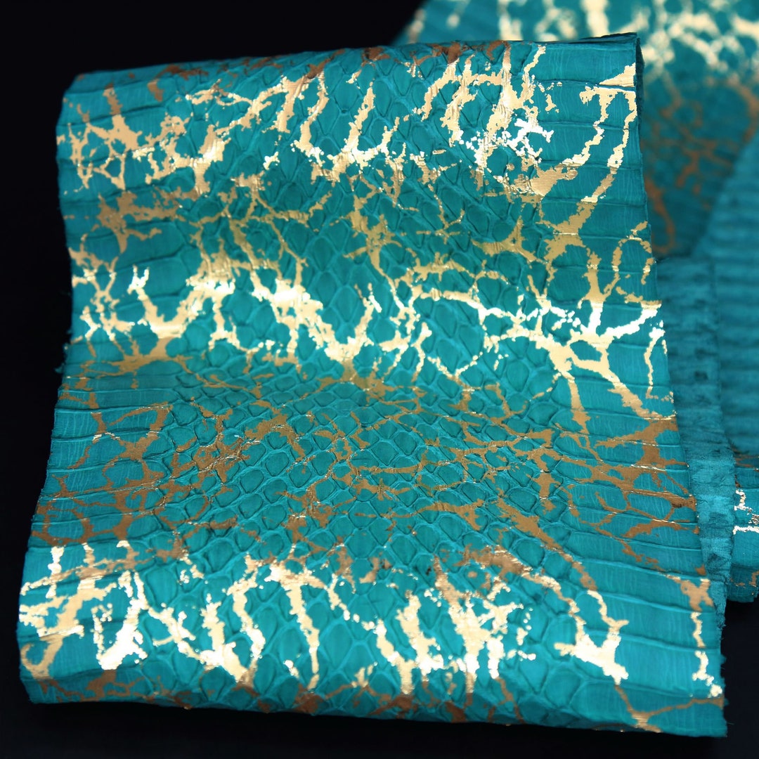 Genuine Asia Gold Cheetah Print Slick Snake Skin Snakeskin Craft Supply ...