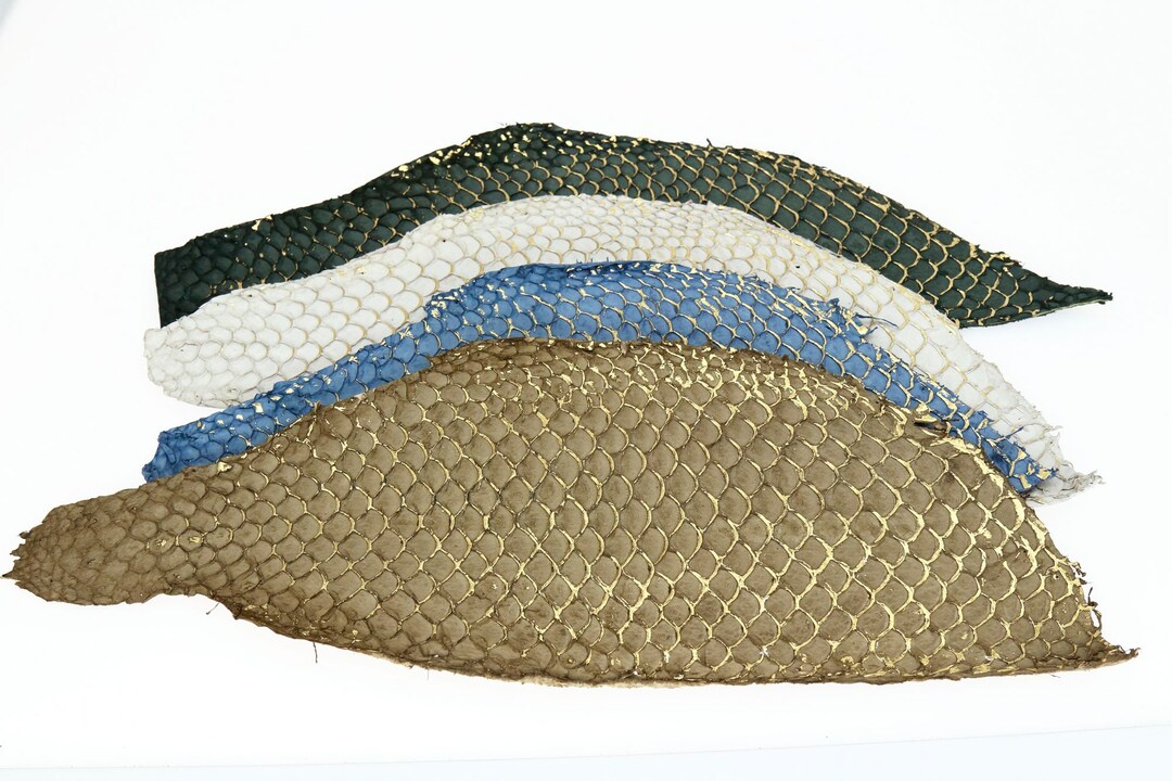 Gold Veg Tan Genuine Tilapia Fish Skin Hide Leather Craft Supply Soft ...