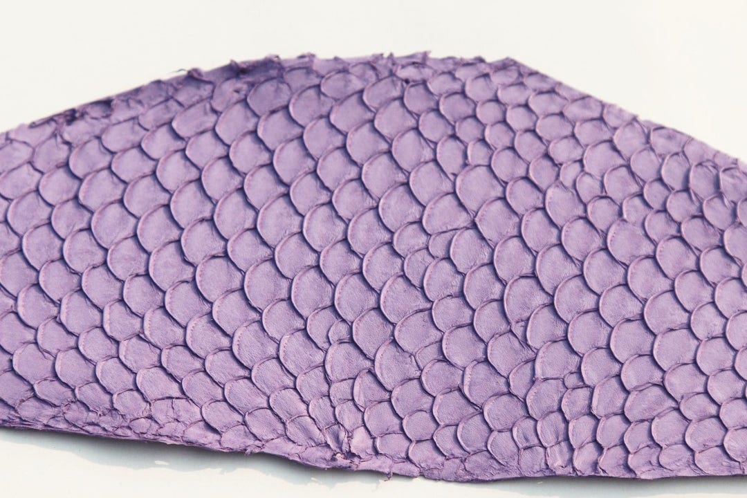 Authentic Tilapia Fish Skin Hide Leather Craft Supply Solid Color Lilac ...