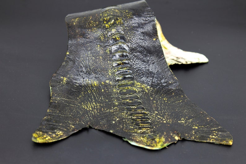 Painted Genuine Ostrich Leg Skin Leather Hide Glazed Black | Etsy