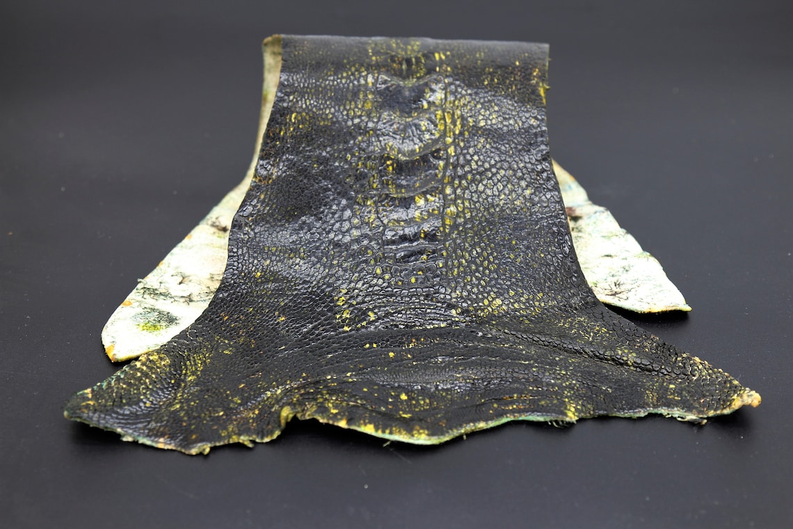 Painted Genuine Ostrich Leg Skin Leather Hide Glazed Black | Etsy