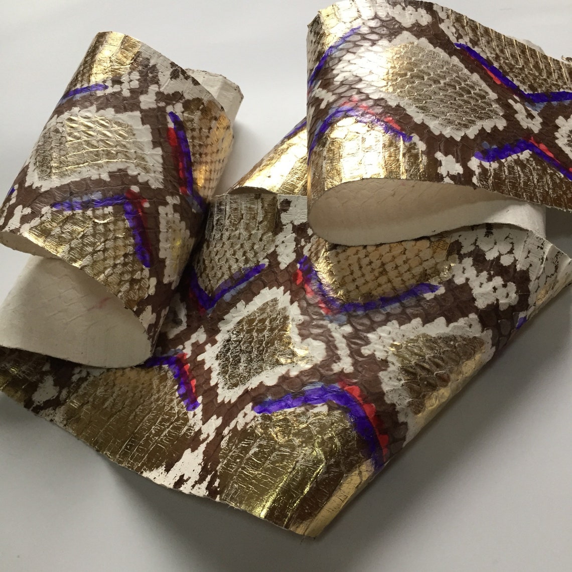 Metallic Snake Skin Hide Leather Snakeskin Craft Supply - Etsy