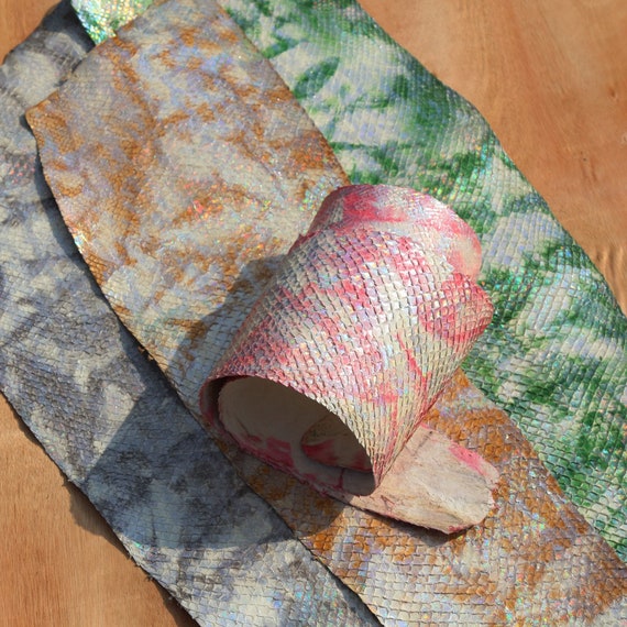 Aurora Salmon Skin Thin Flexible Hide Leather Craft Supply 4 - Etsy