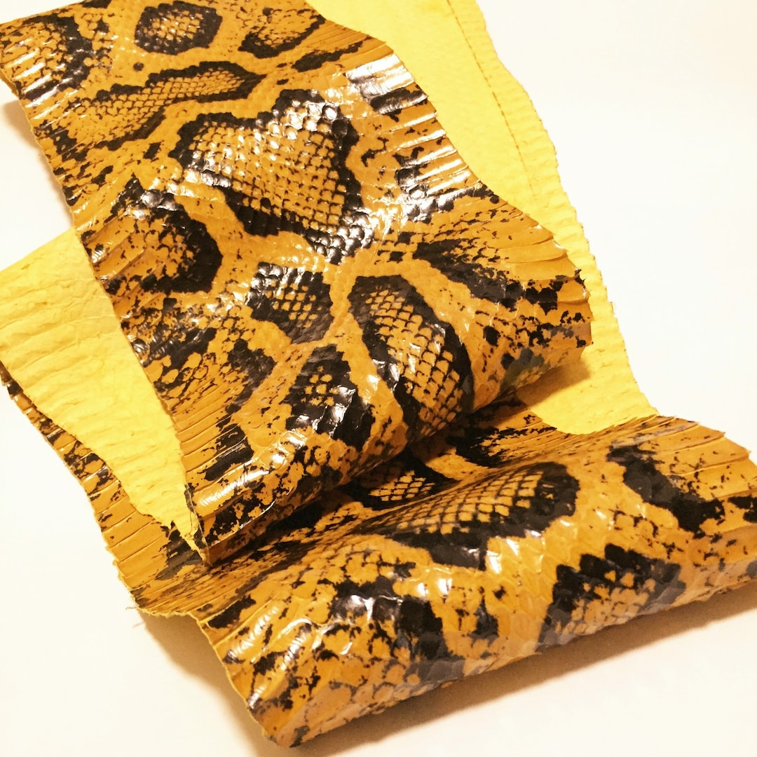 Burmese Python Print-on Genuine Cobra SNAKESKIN Tanned SNAKE SKIN Leather Glossy Yellow - Etsy