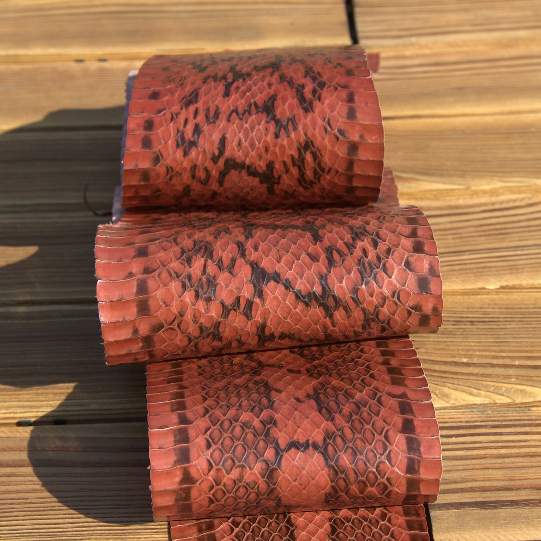 Parisian Red Elaphe Carinata Snake Skin Leather Snakeskin Craft Supply ...