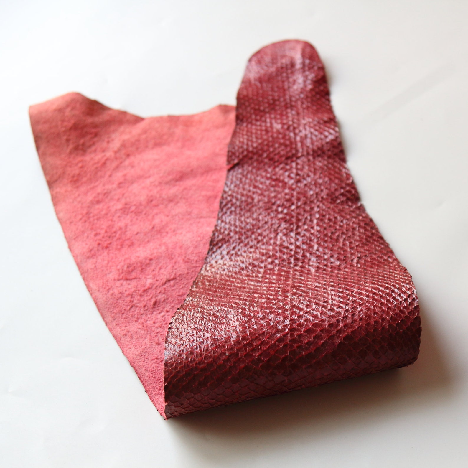 Salmon Fish Skin Leather Bordeaux | Etsy