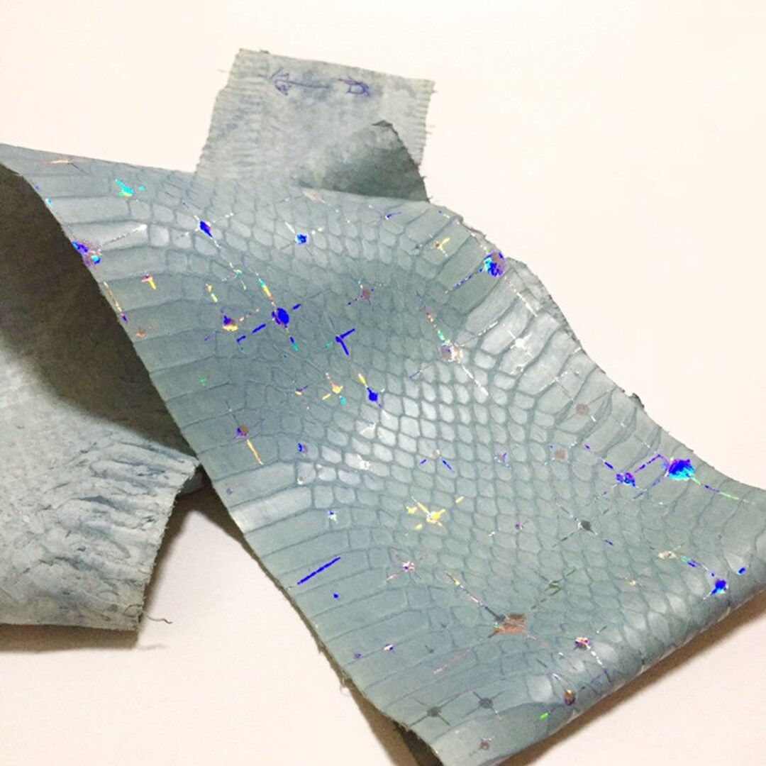 Iridescent Holographic Sparkles Snake Skin Snakeskin Leather Hide Craft ...