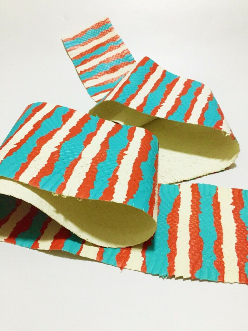 Nautical Stripes Print Snake Skin Hide Leather Snakeskin | Etsy