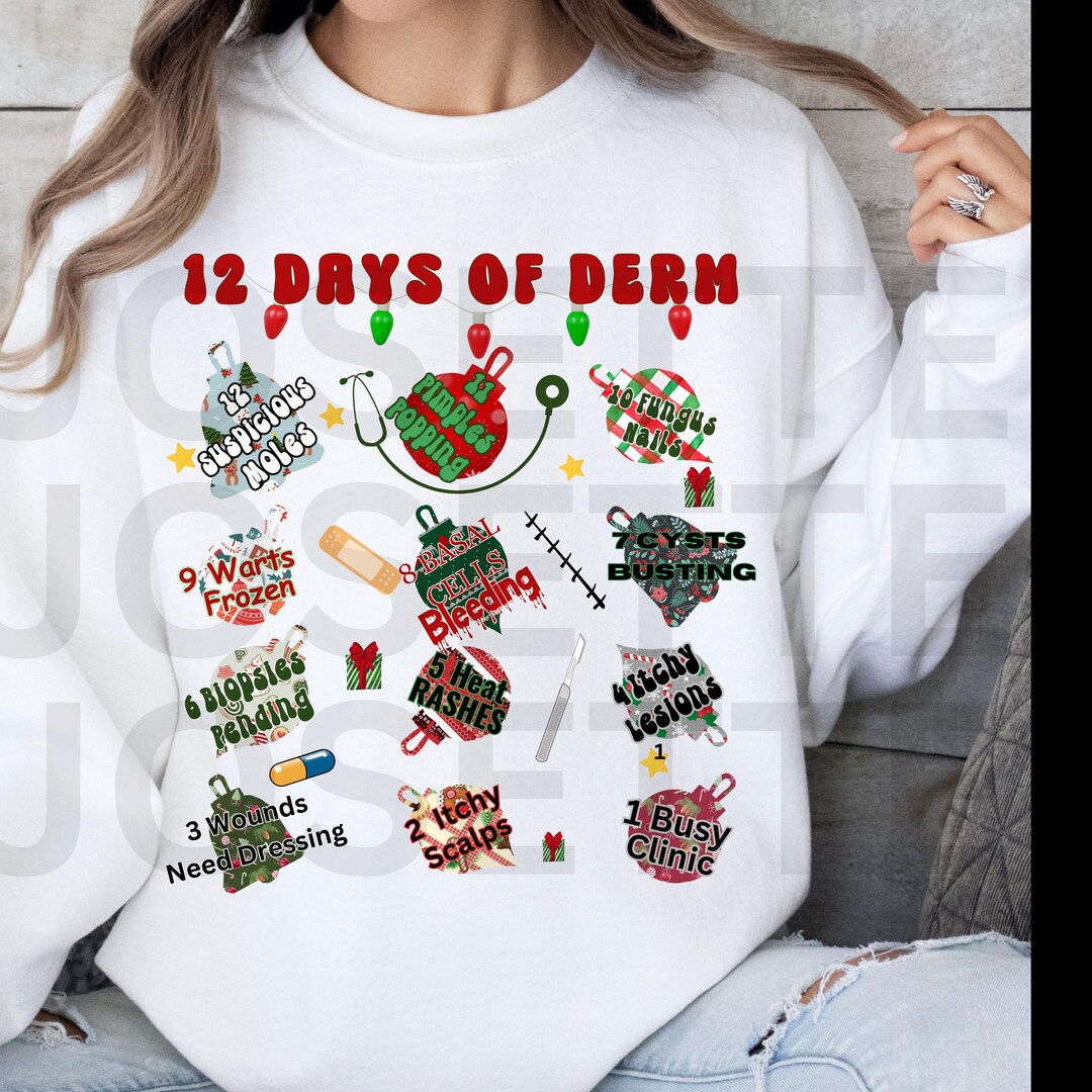 12 Days of Derm! Super Cute Christmas PNG High Quality 300 DPI - Etsy