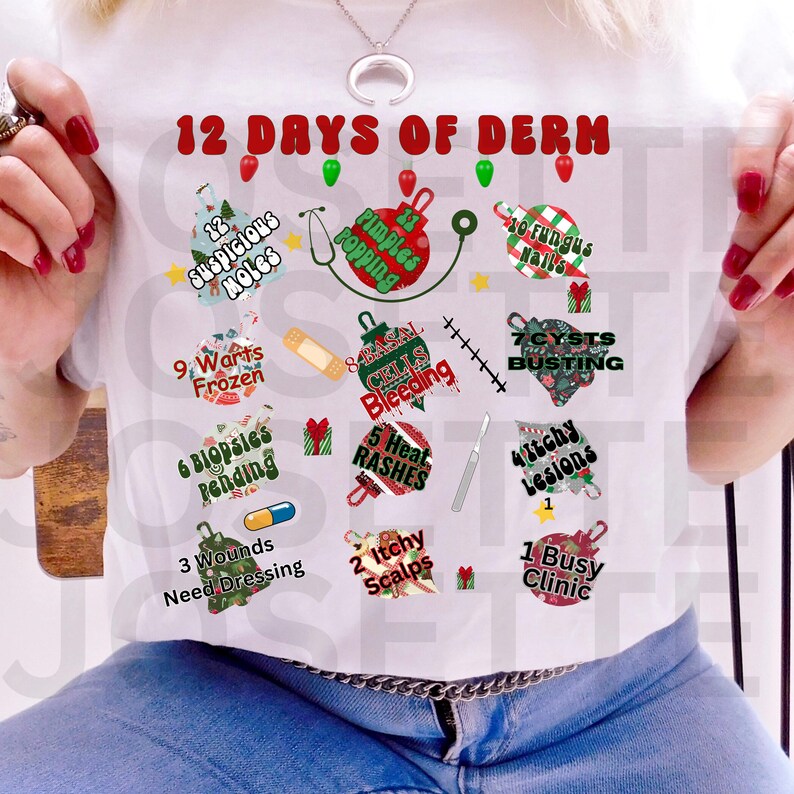 12 Days of Derm! Super Cute Christmas PNG High Quality 300 DPI - Etsy