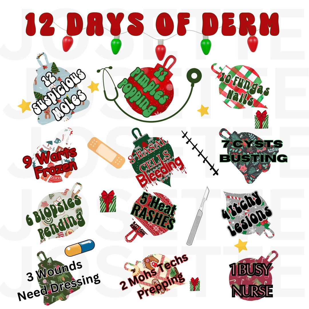 12 Days of Derm Super Cute Christmas PNG High Quality 300 DPI - Etsy
