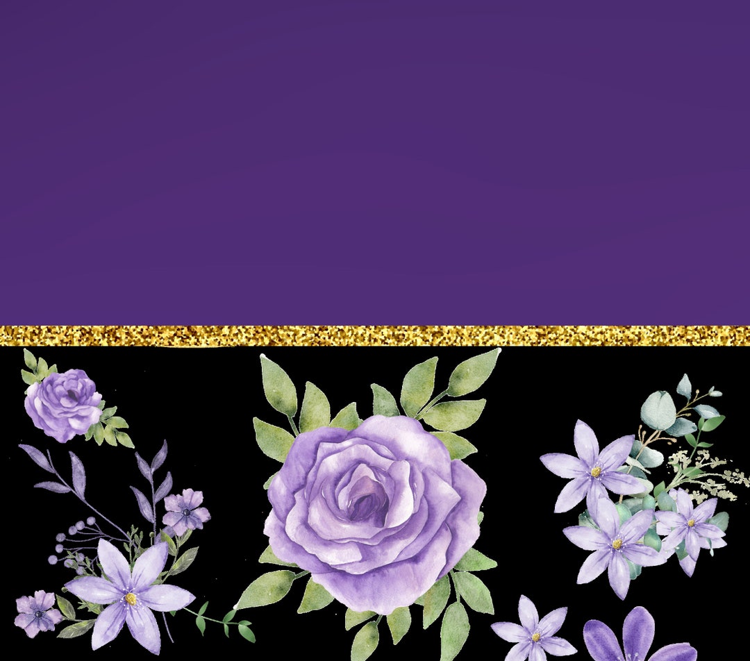 20 Oz Skinny Tumbler Wrap, Purple Flowers, Gold, 300 DPI - Etsy