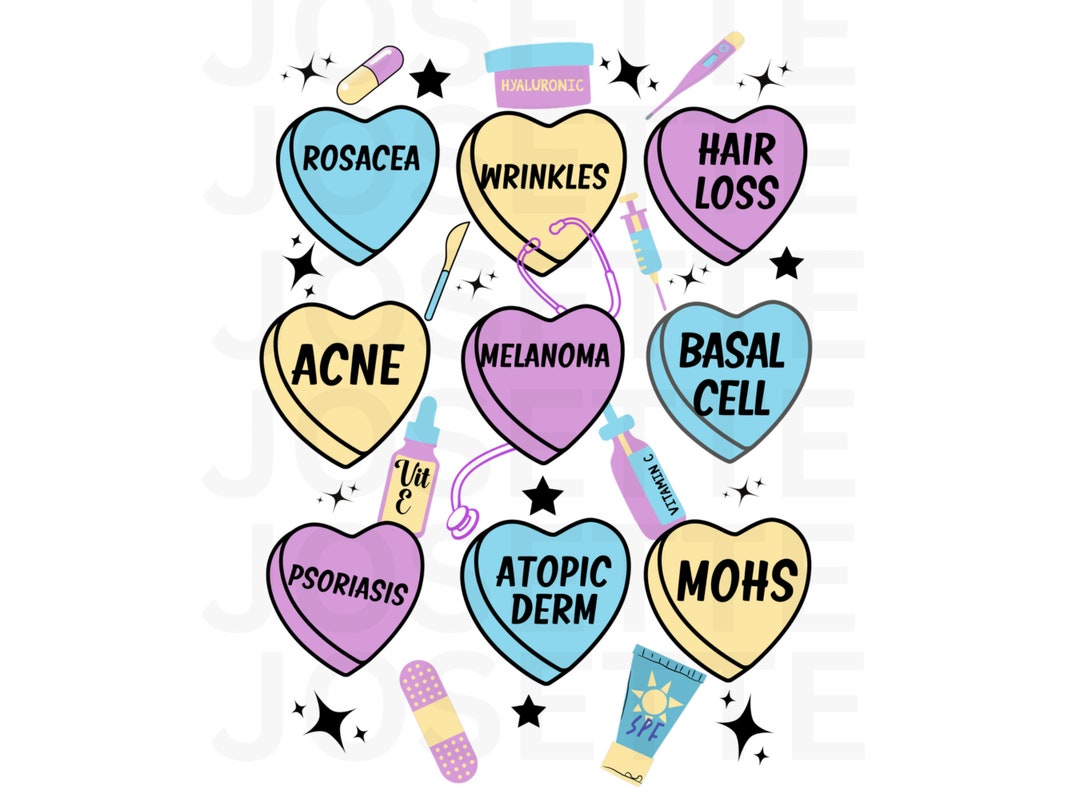 Adorable Dermatology Valentines PNG With Colorful Candy Hearts 300 DPI ...