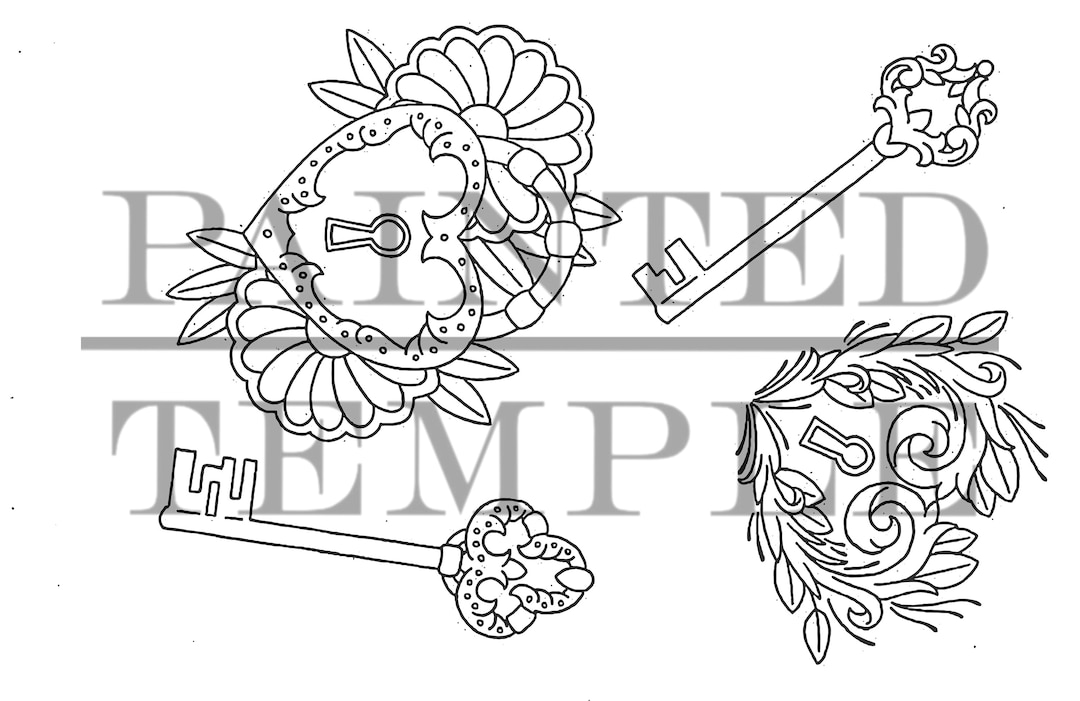 Ornate LOCK & KEY Set- DIGITAL - Custom Art - Includes 4 File Formats ...