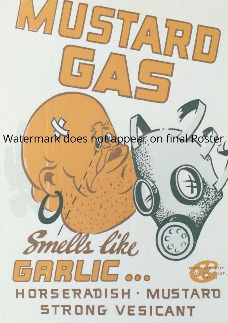 WWII Propaganda Print Posters Poison Gas Mask World War WW2 Chemical ...