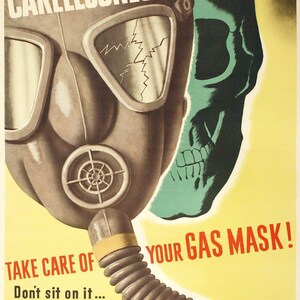 WWII Propaganda Print Posters Poison Gas Mask Grim Dice Chemical ...