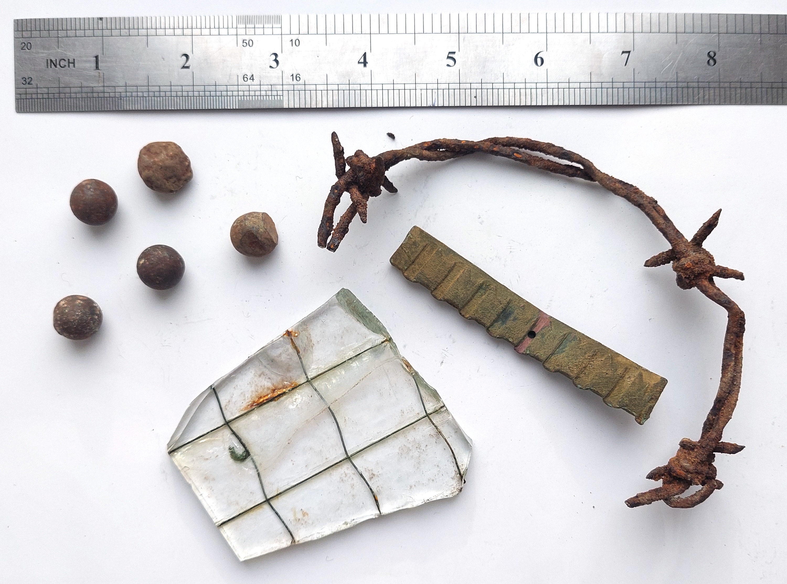 WWI German Battle Relic Barbed Wire Copper Rotating Band Lead Ball ...