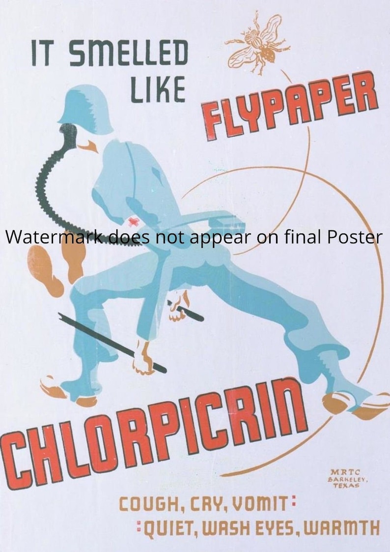 WWII Propaganda Print Posters Poison Gas Mask World War WW2 Chemical ...