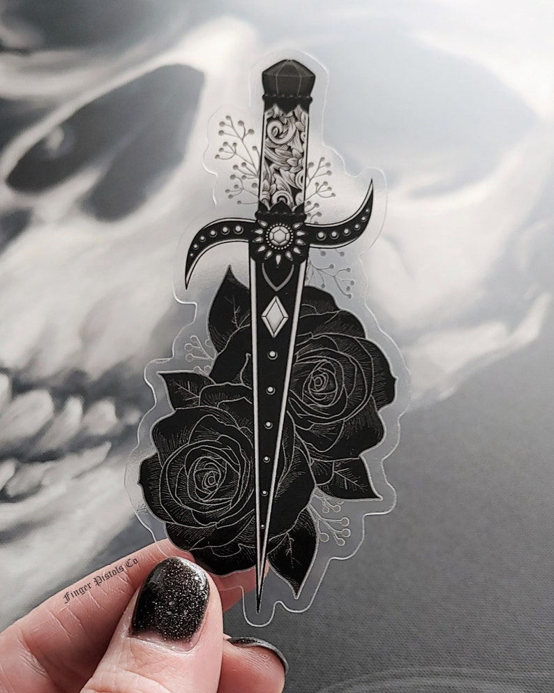 Dagger Tattoo Style Sticker Clear Witchy Sticker Dagger - Etsy