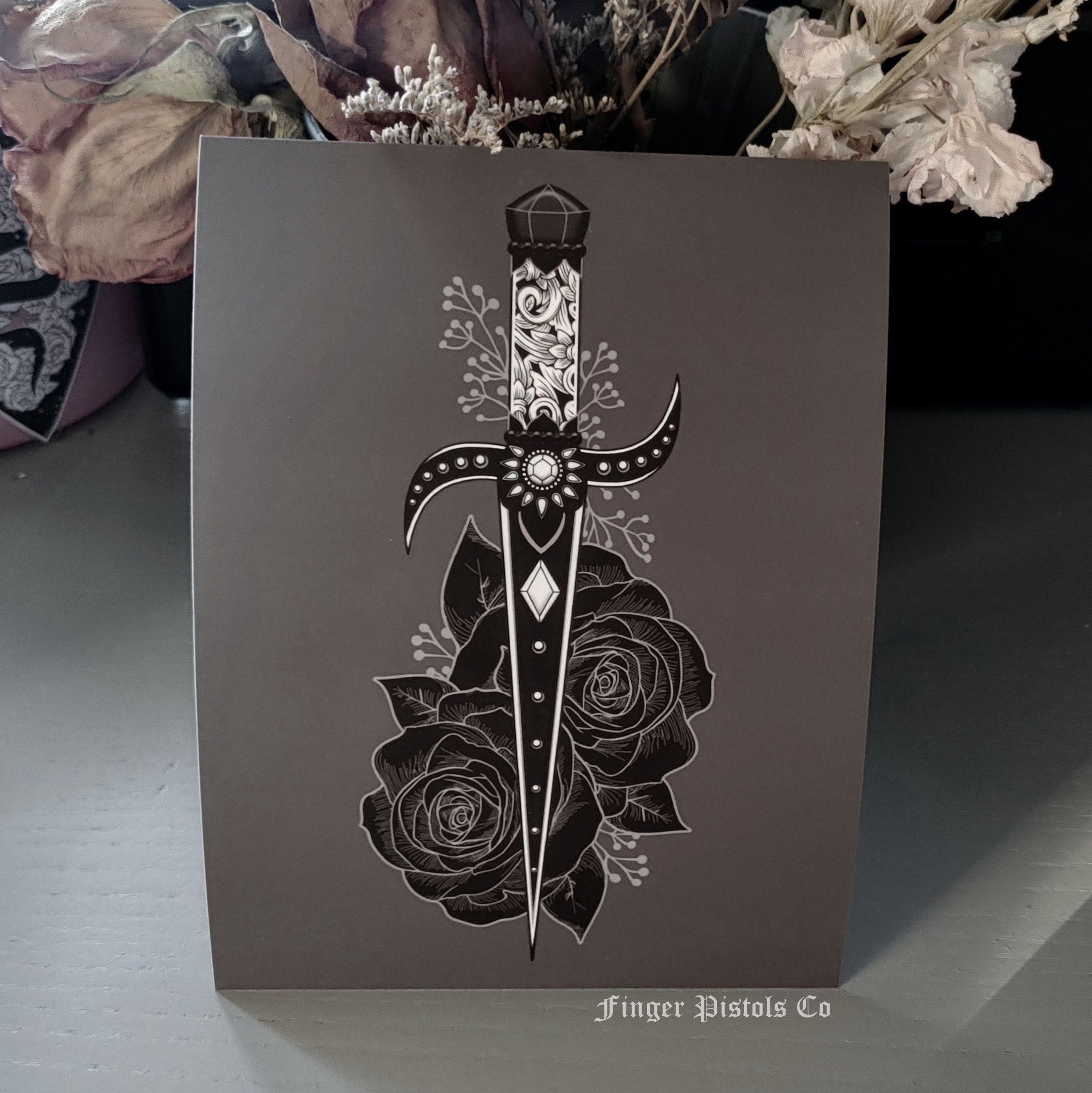 Gothic Mini Art Prints Set of 3 Tattoo Style Wall Hangings - Etsy