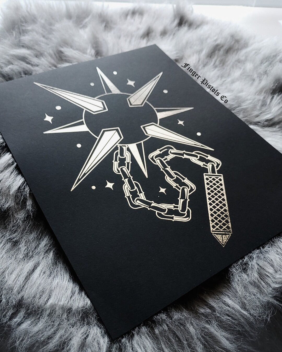 Morning Star Flail Wall Art Black & Silver Medieval Weapon Foil Print ...