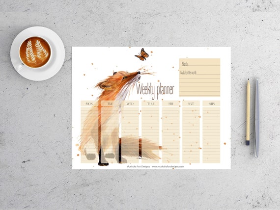 PRINTABLE Monarch Fox Calendar Digital Download Calendar | Etsy
