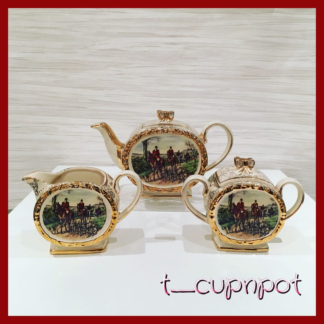 Sadler Barrel Teapot Set in Classic English Scenery of the Huntsman ...