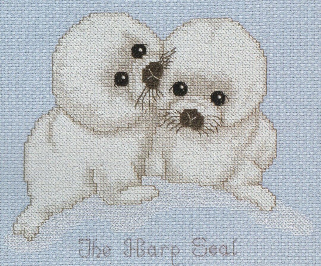 Cross Stitch Pattern 79 Endangered Young'uns the Harp Seal, Grid to ...