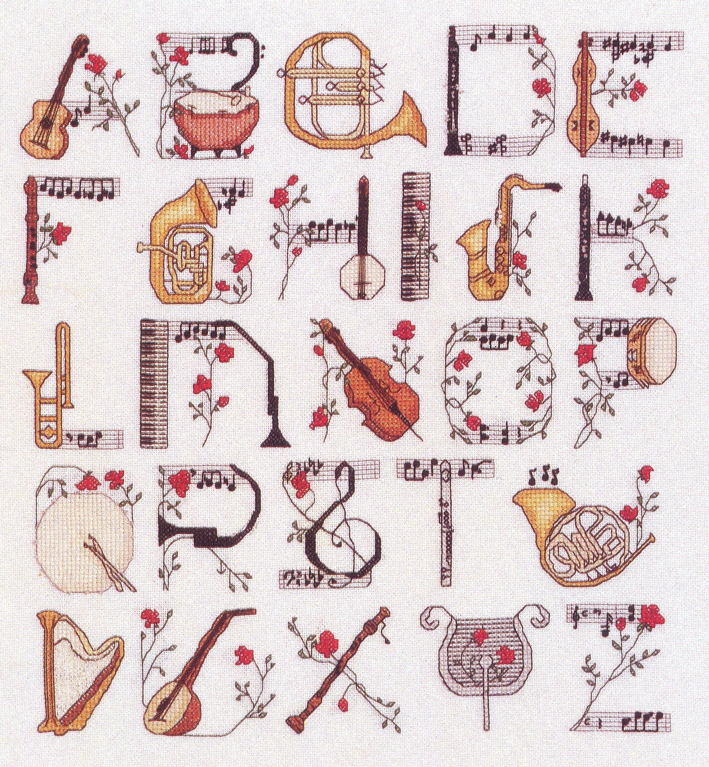 Cross Stitch Pattern "musical Alphabet", Chart to Download, Musical ...