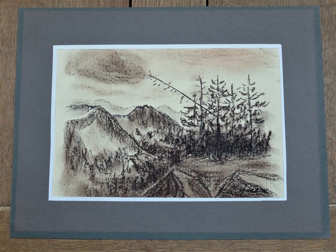 Vintage Drawing Hand Painted CHALK Drawing Original Art - Etsy