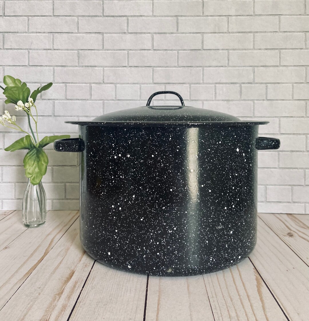 Vintage Enamelware Stockpot With Lid Graniteware Pot - Etsy