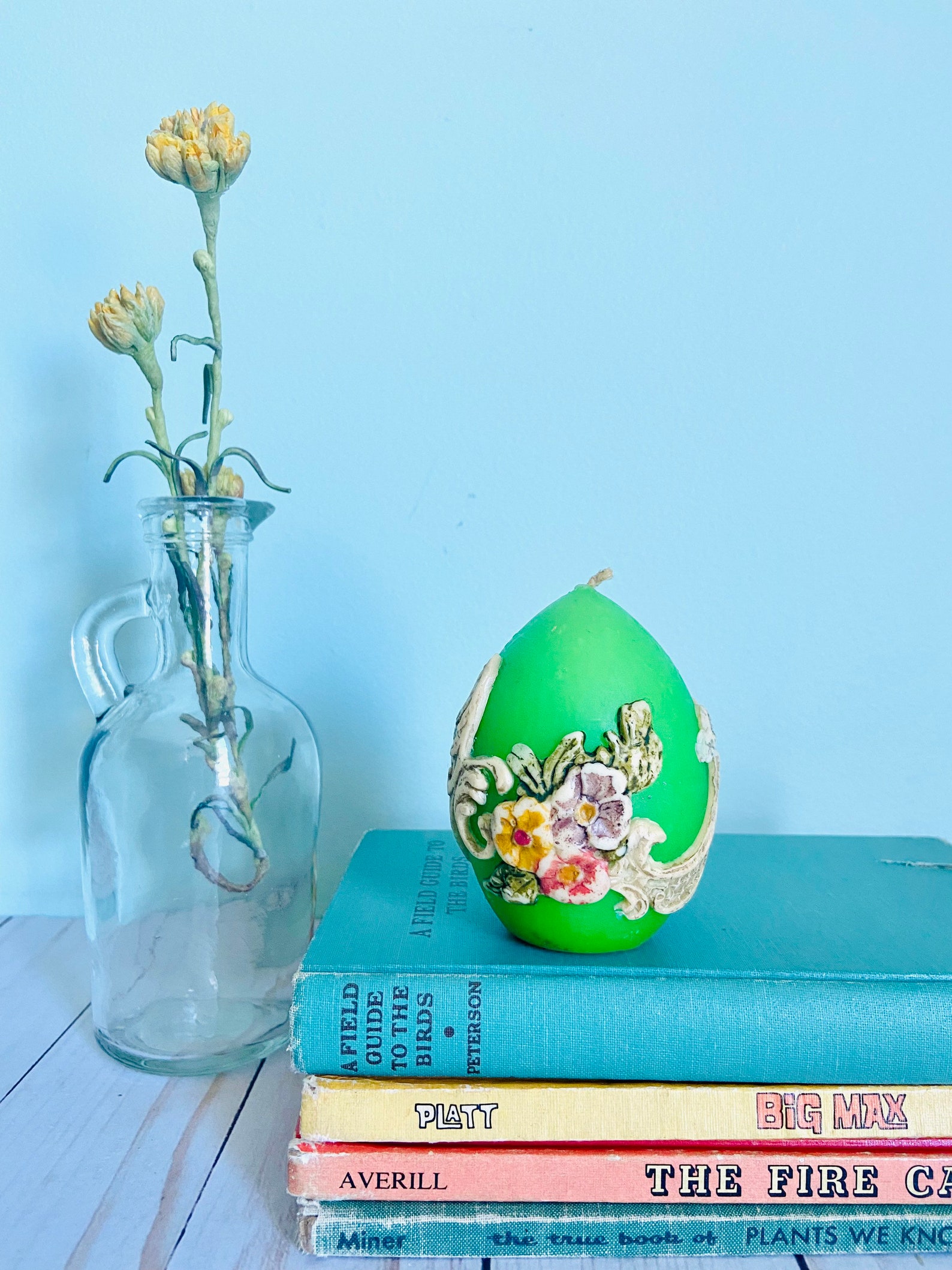 Vintage German Decorative Egg Candle With Floral Relief - Etsy