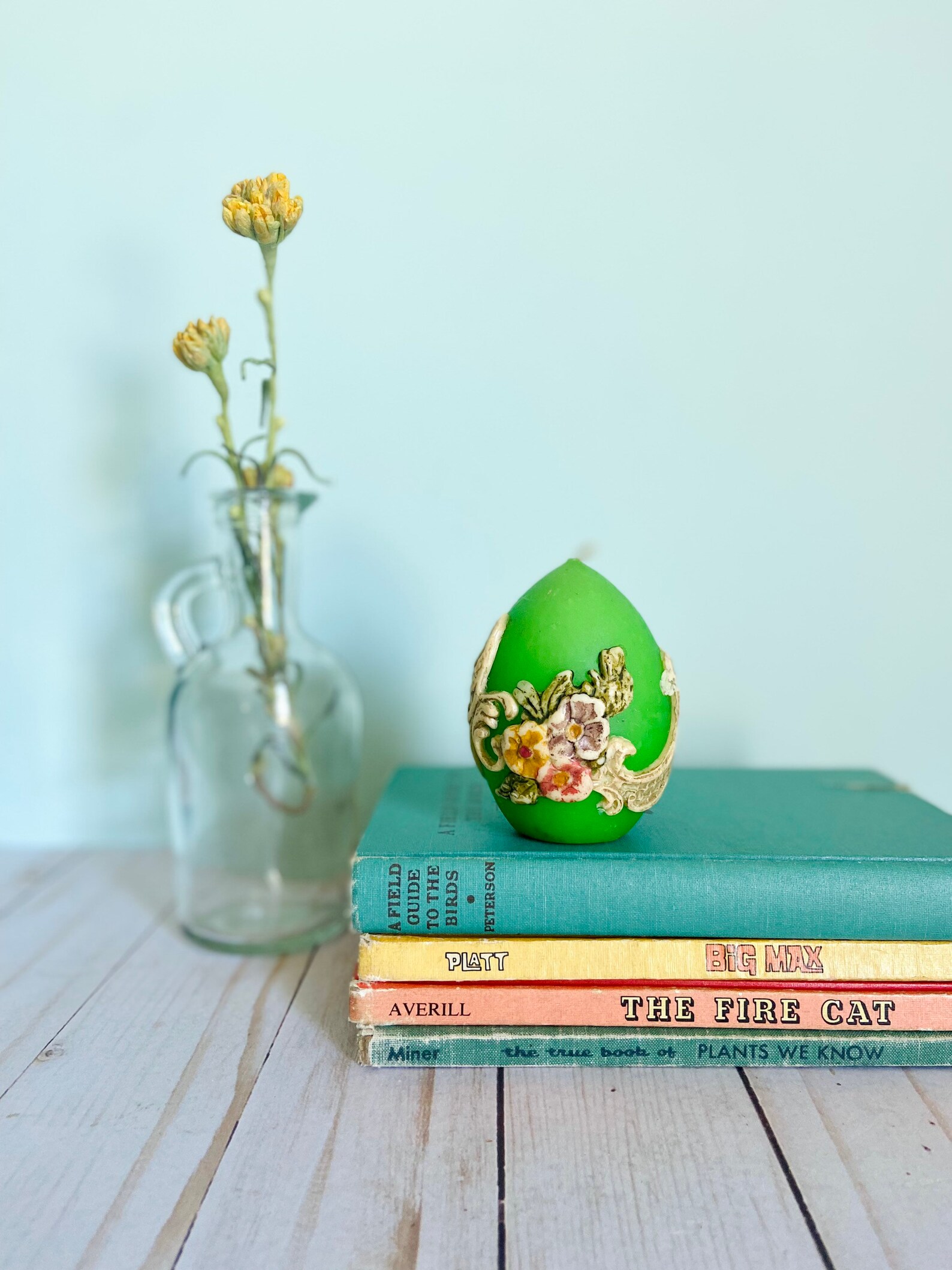 Vintage German Decorative Egg Candle With Floral Relief - Etsy
