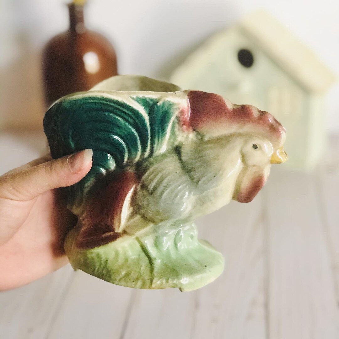 Vintage Ceramic Rooster Planter Chicken Planter Farmhouse Decor - Etsy