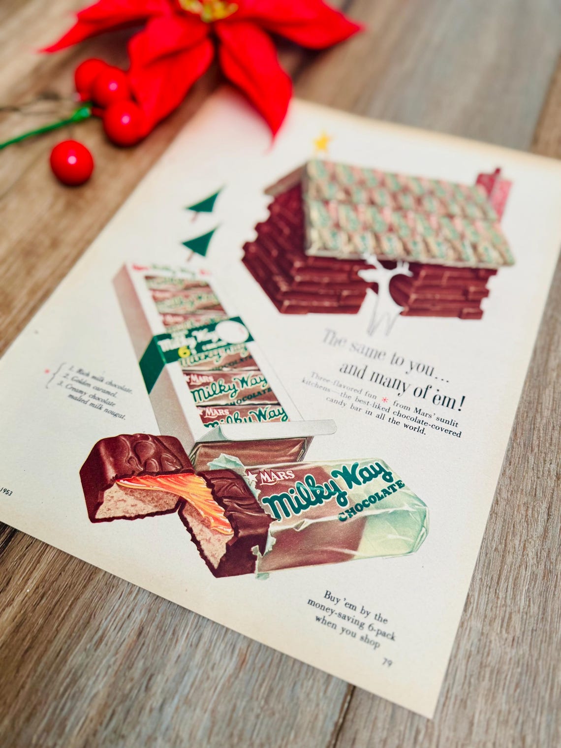 1950’s Milky Way Christmas Ad Reindeer Advertisement - Etsy