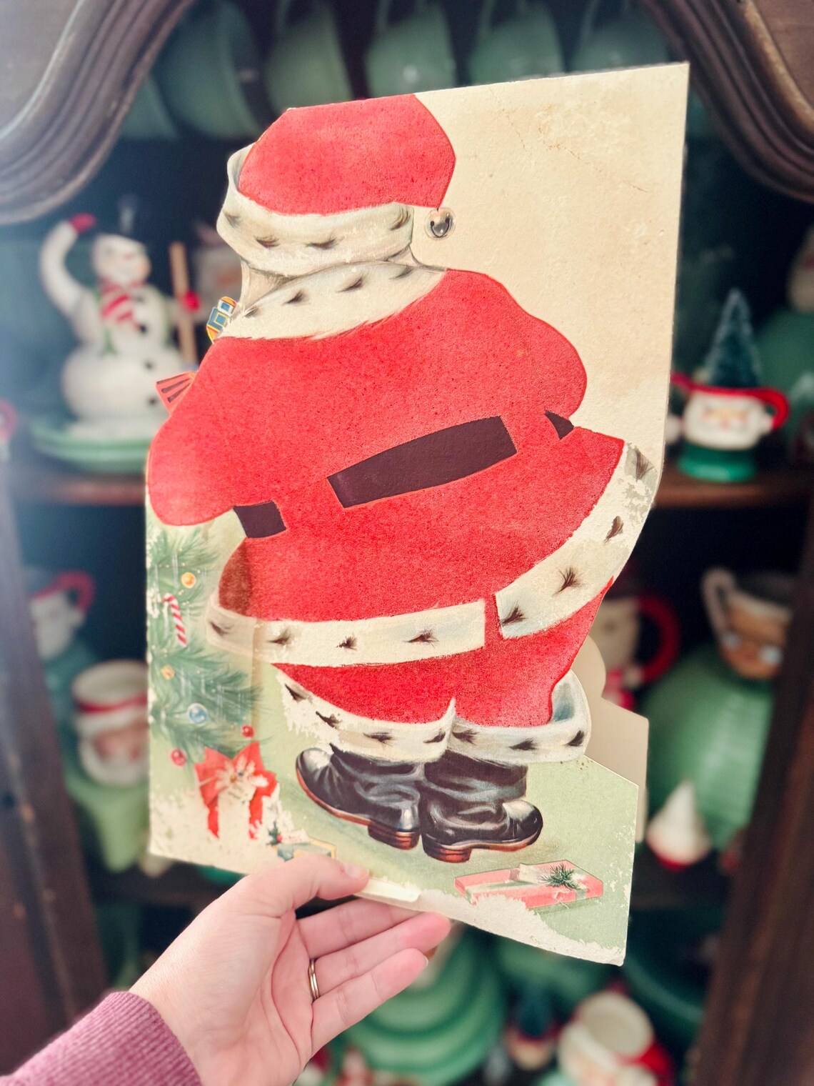 Vintage Norcross Christmas Card Jumbo Size Flocked Santa With Train - Etsy