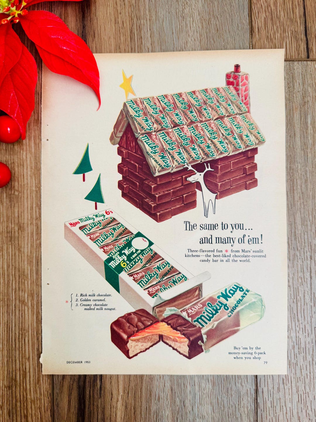 1950’s Milky Way Christmas Ad Reindeer Advertisement - Etsy