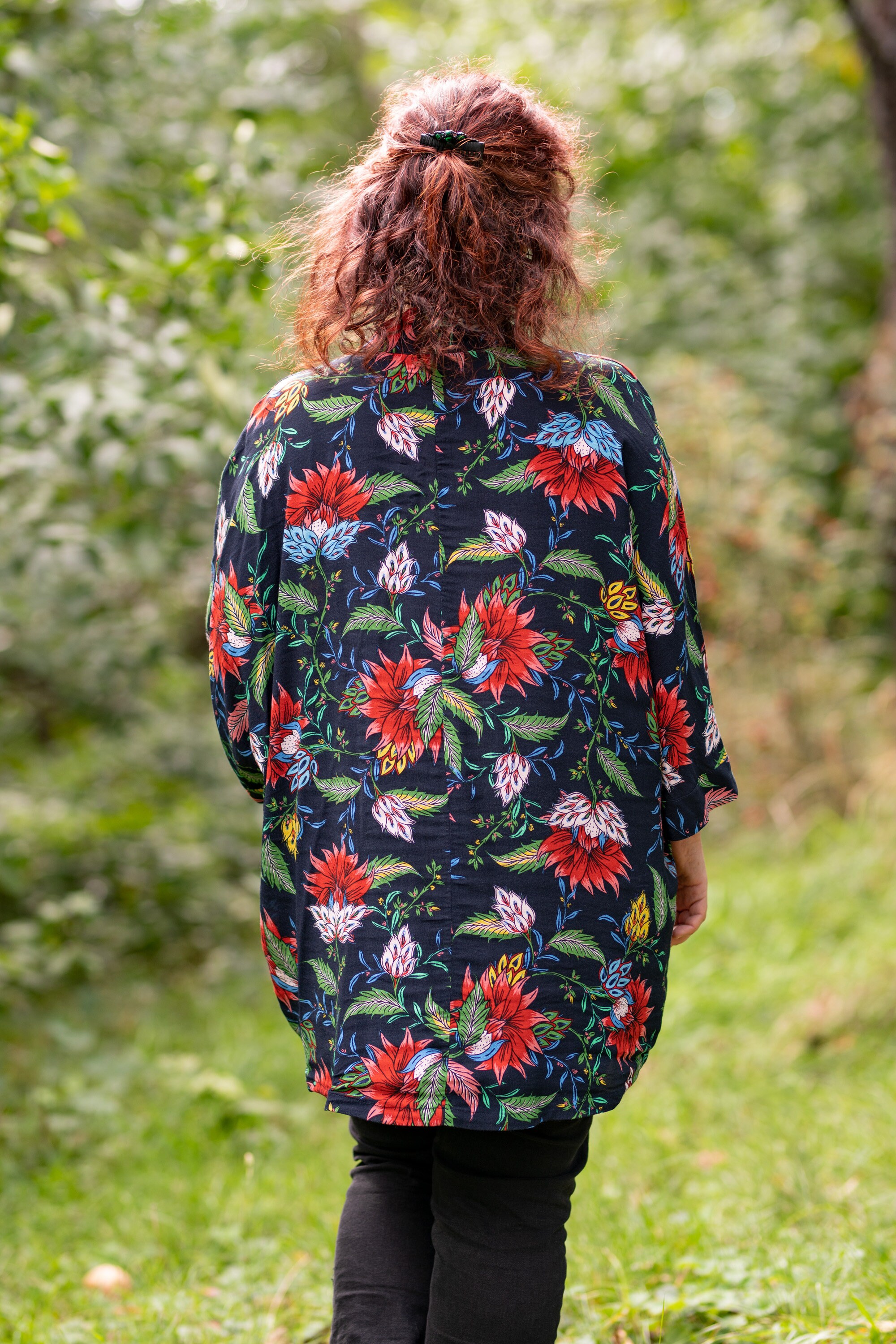 Black Floral Boho Kimono Hippie Festival Kimono Bohemian - Etsy