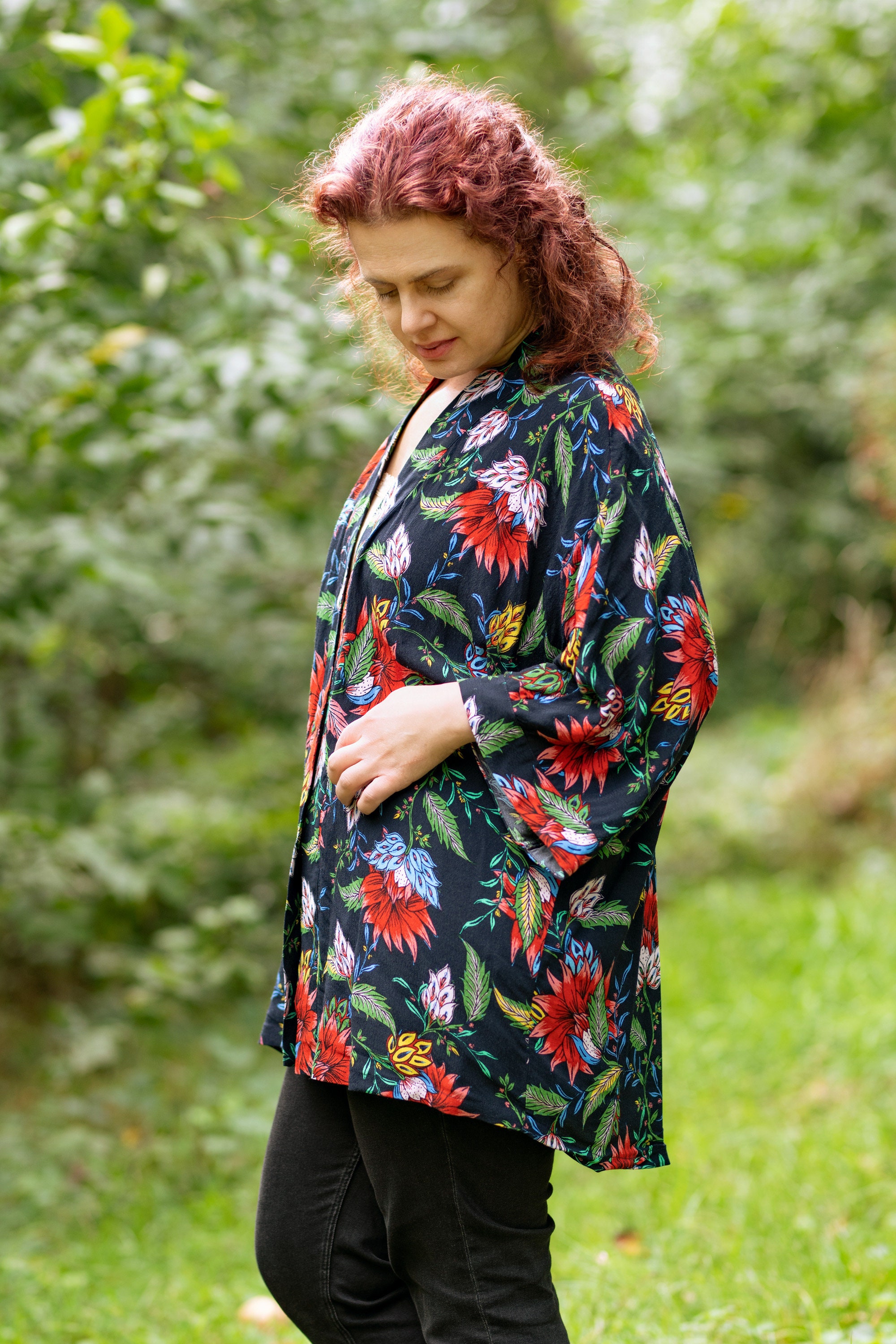 Black Floral Boho Kimono Hippie Festival Kimono Bohemian - Etsy