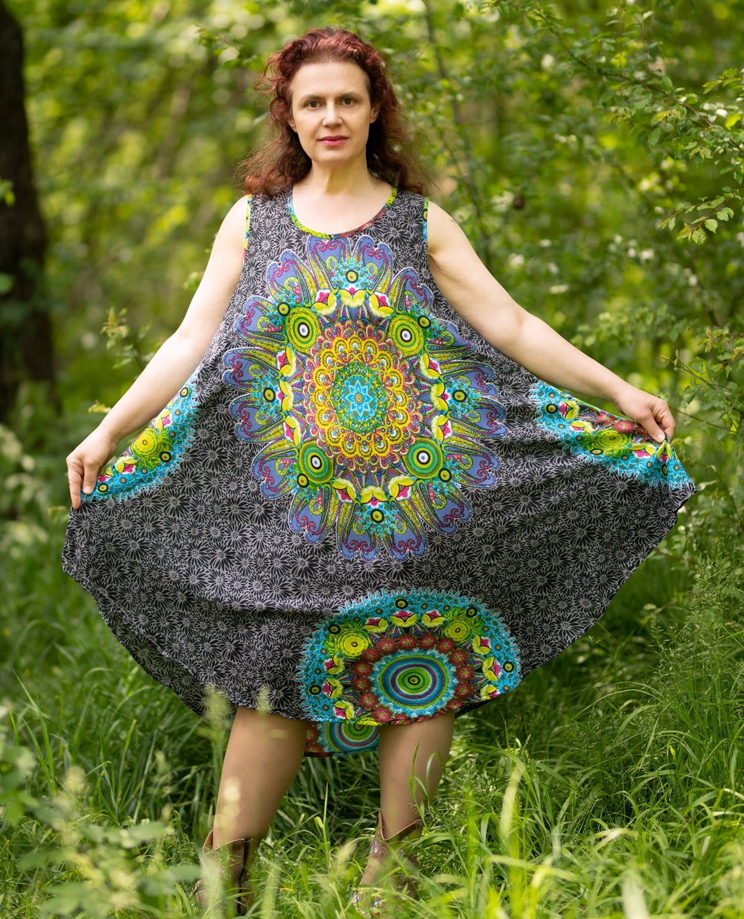 Plus Size Boho Dress, Indian Mandala Dress, Hippie Maternity Dress - Etsy