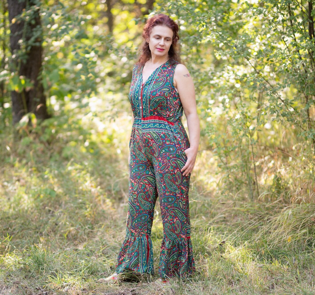 Silk Paisley Overalls, Bell Bottom Overalls, Boho Hippie Jump Suit - Etsy