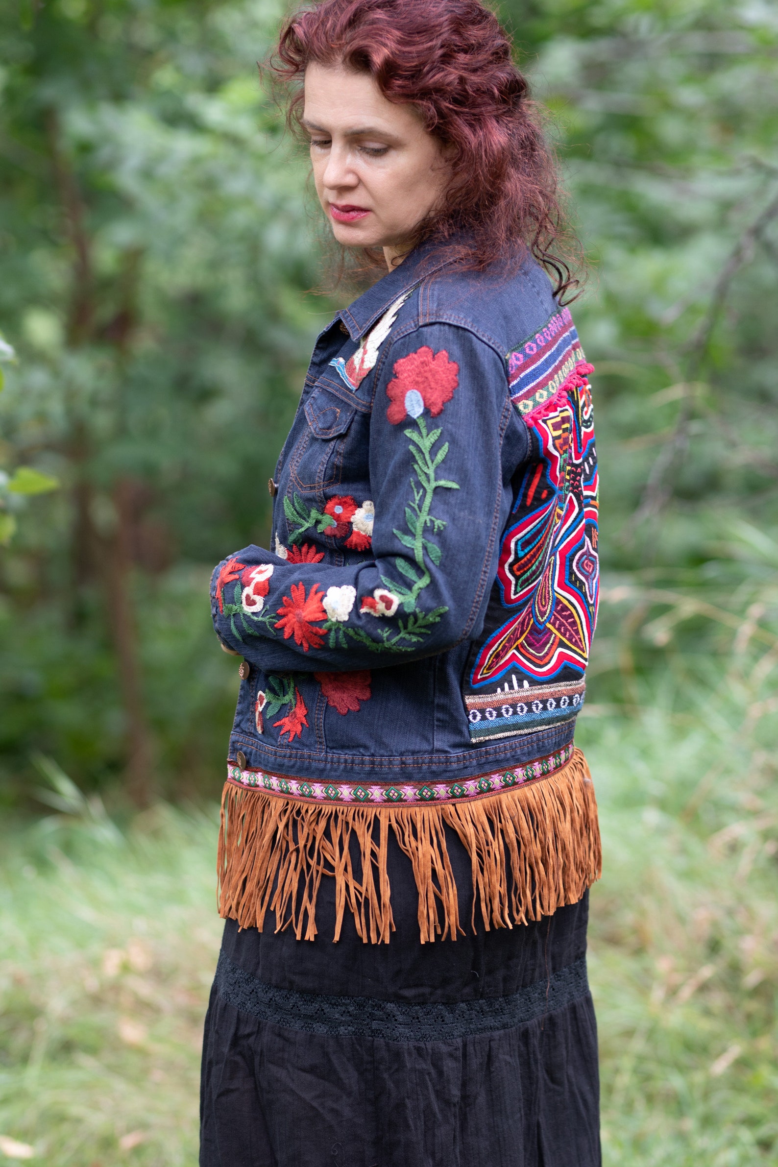 Up-cycled Denim Jacket magic Wings Embroidered - Etsy