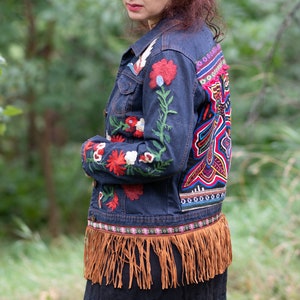 Up-cycled Denim Jacket magic Wings Embroidered - Etsy