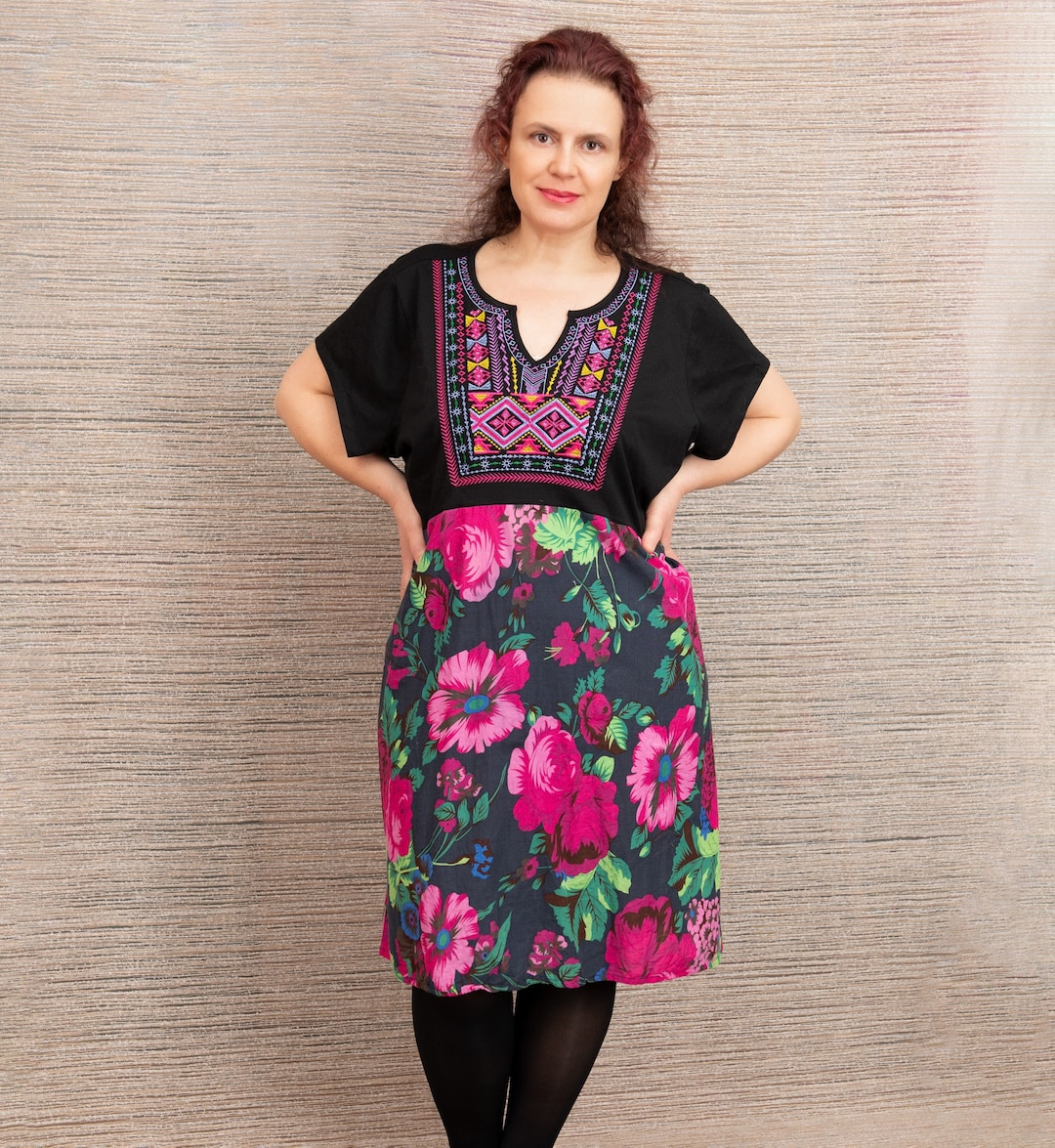 Up-cycled Boho Dress, Embroidered Plus Size Dress, Hippie Maternity ...