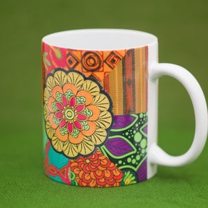 Vibrant Boho Mug "flower Power", Colorful Floral Ethnic Hippie Mug - Etsy
