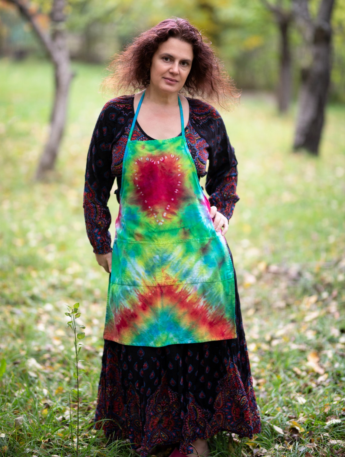 Tie-dye Hippie Apron, Bohemian Apron, Up-cycled OOAK Colorful, Multi ...