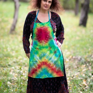 Tie-dye Hippie Apron, Bohemian Apron, Up-cycled OOAK Colorful, Multi ...