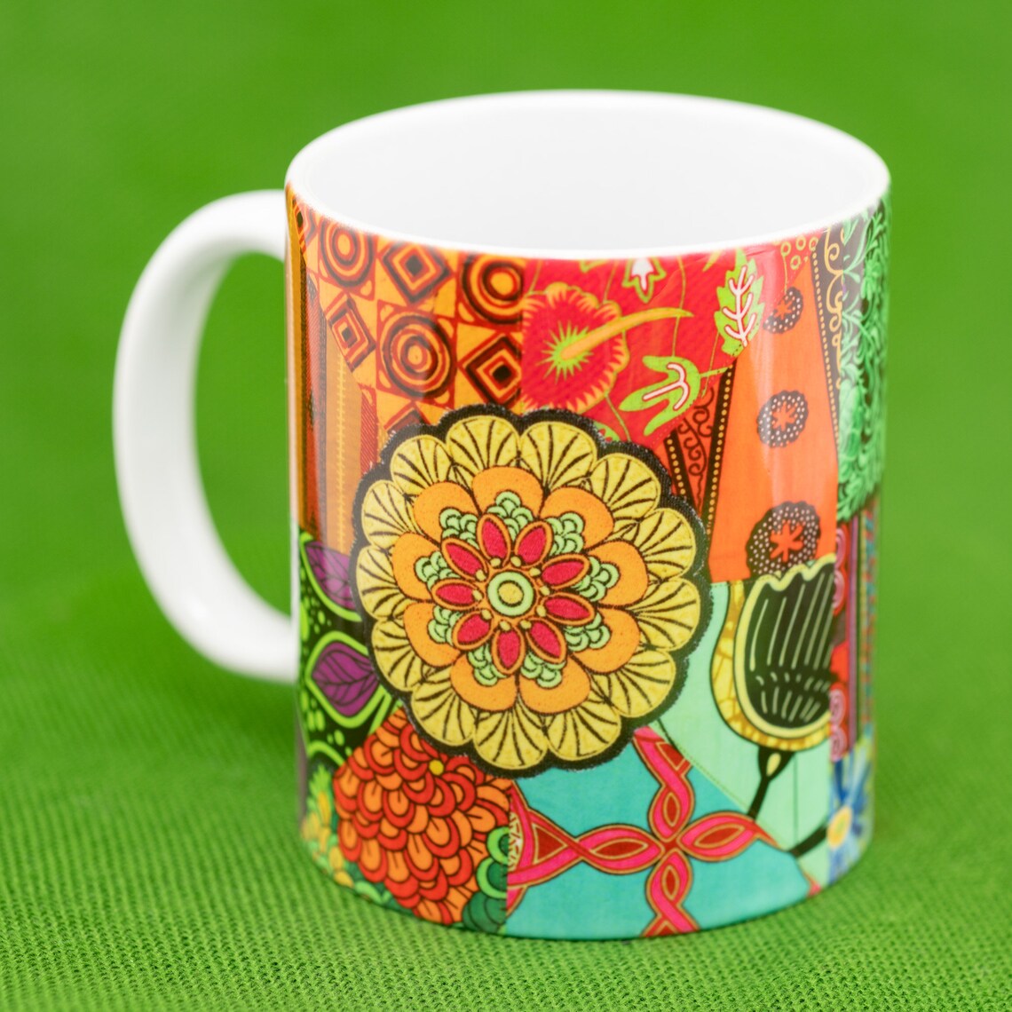 Vibrant boho mug Flower Power colorful floral | Etsy