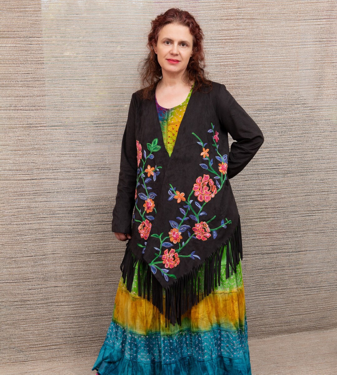 Embroidered Boho Jacket, Black Floral Jacket, Hippie Festival Jacket - Etsy